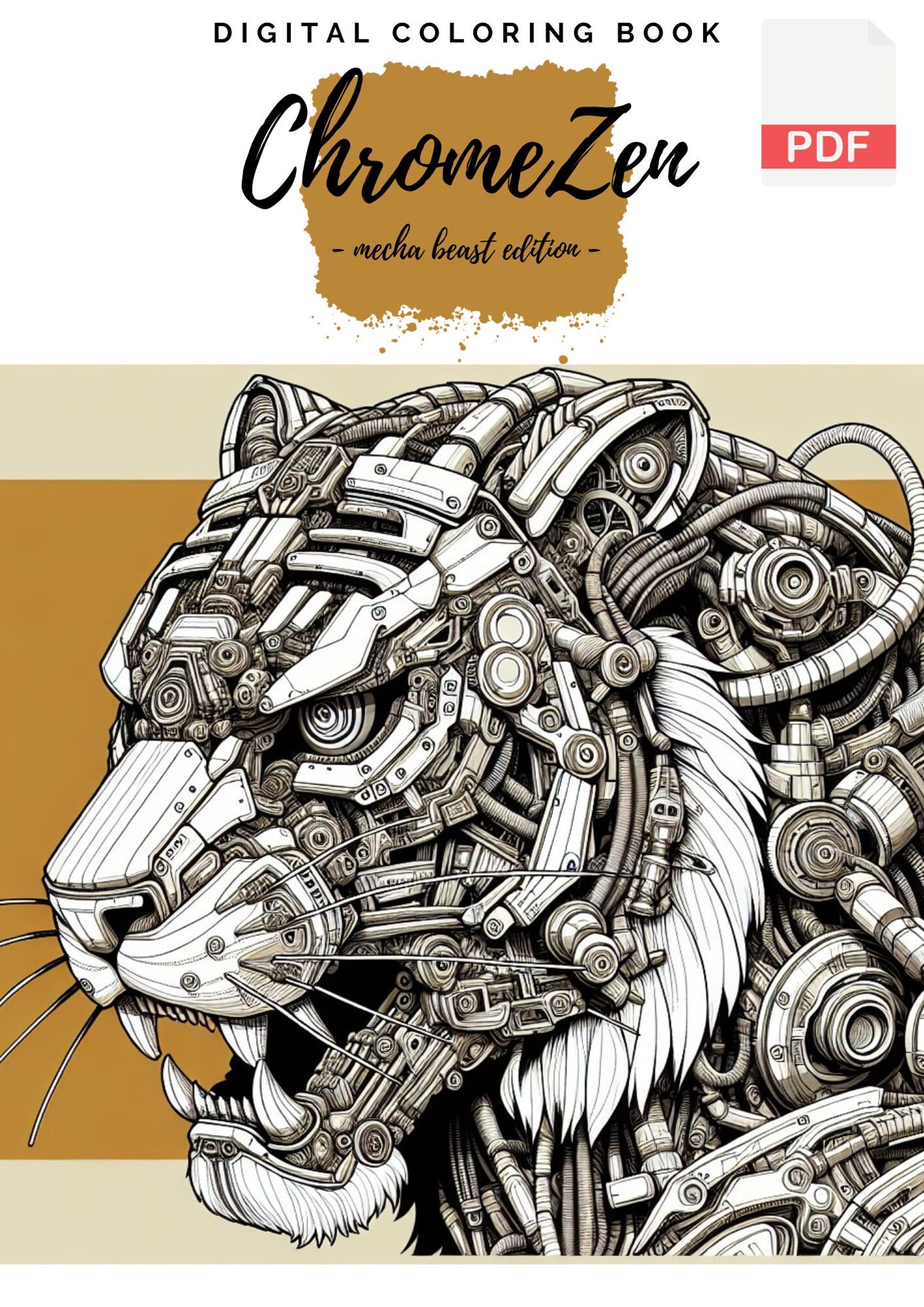 Robotic Beasts & Mechanical Creatures Coloring Book: Printable Fantasy ...
