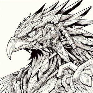 Robotic Beasts & Mechanical Creatures Coloring Book: Printable Fantasy ...