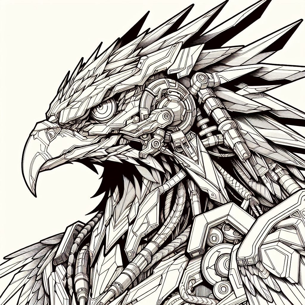 Robotic Beasts & Mechanical Creatures Coloring Book: Printable Fantasy ...