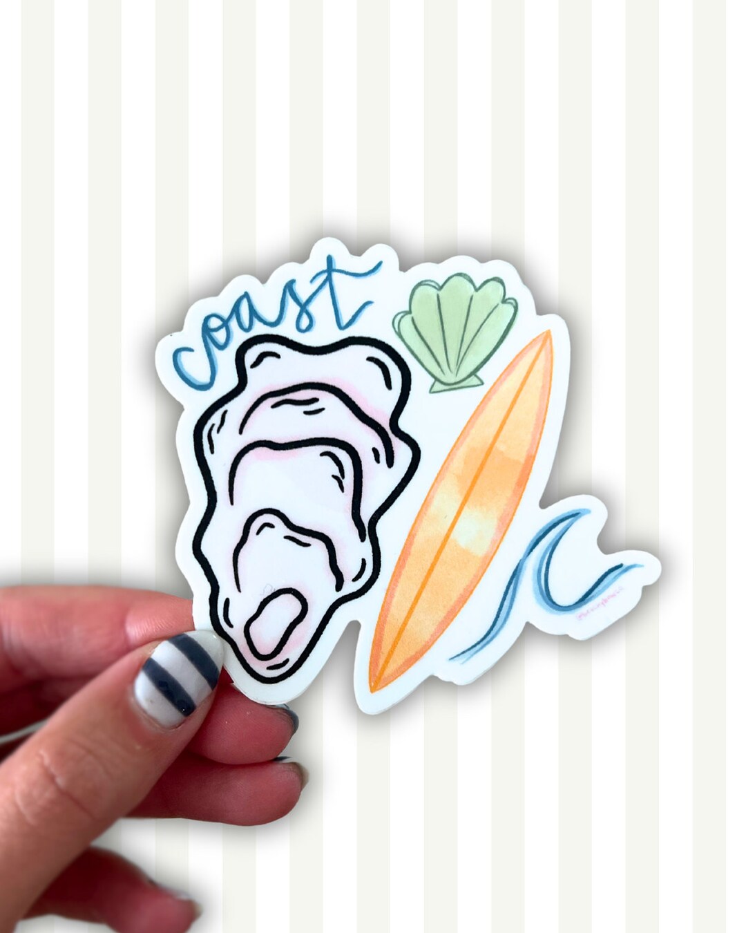 Coast Sticker Surfboard, Shells, Wave, Oyster - Etsy
