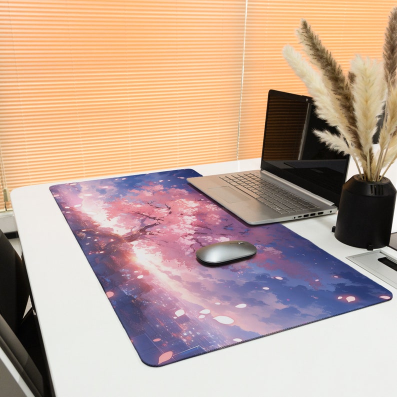 Pink Cherry Blossom Tree Desk Mat Japanese Anime Extended Mouse Pad ...