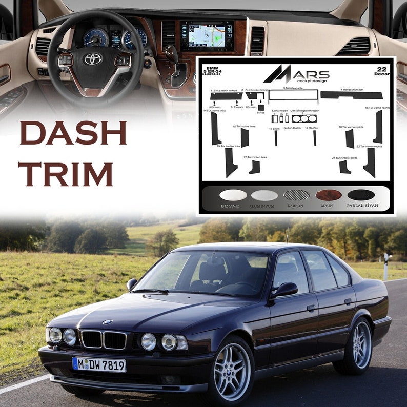 To Fits BMW 5 Series E34 1988-1995 Interior Dash Trim Kit 3M 3D 20-parts Burl Wood - Etsy