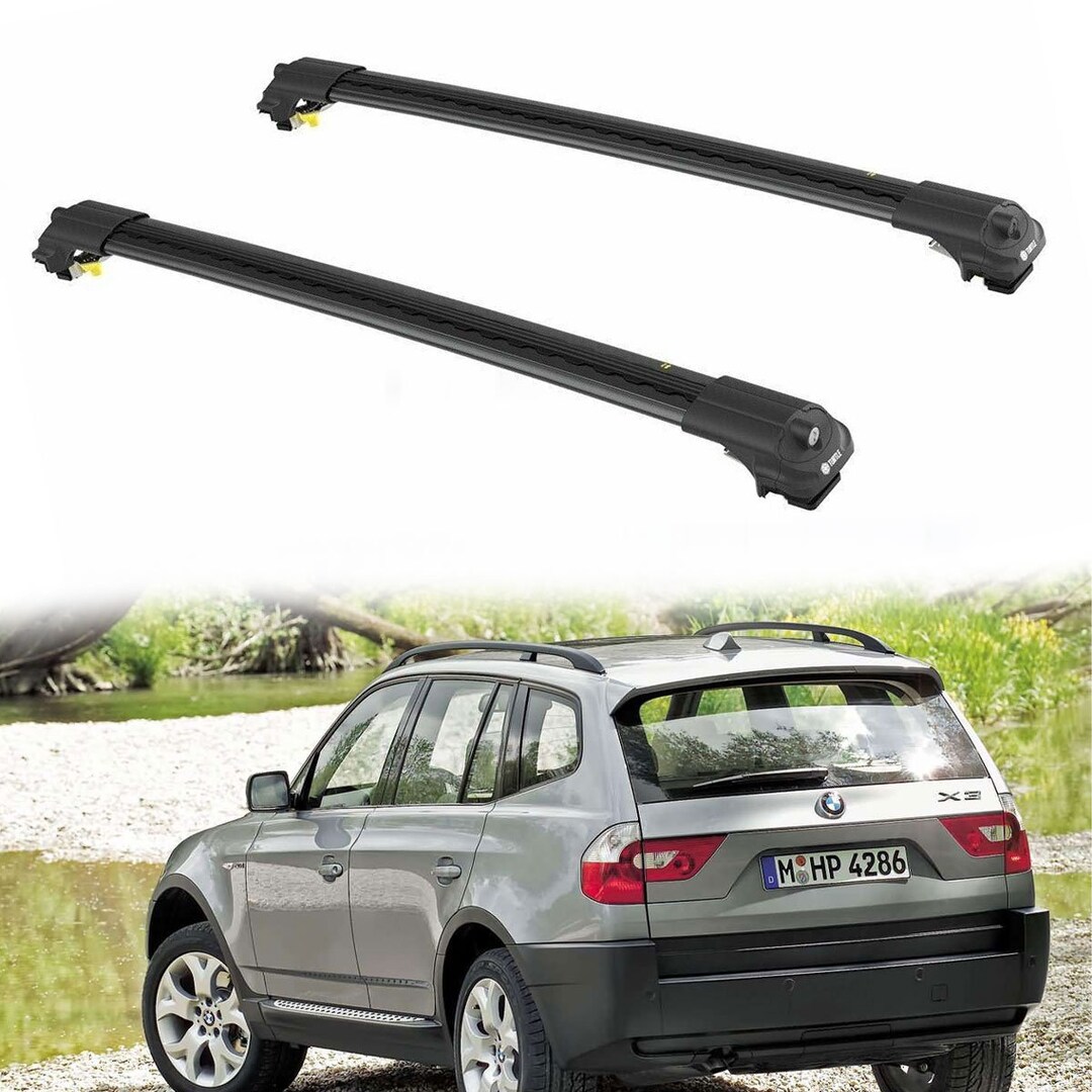 For BMW X3 E83 2003-2010 Roof Rack Cross Bars Rails Black 2pcs-luggage ...