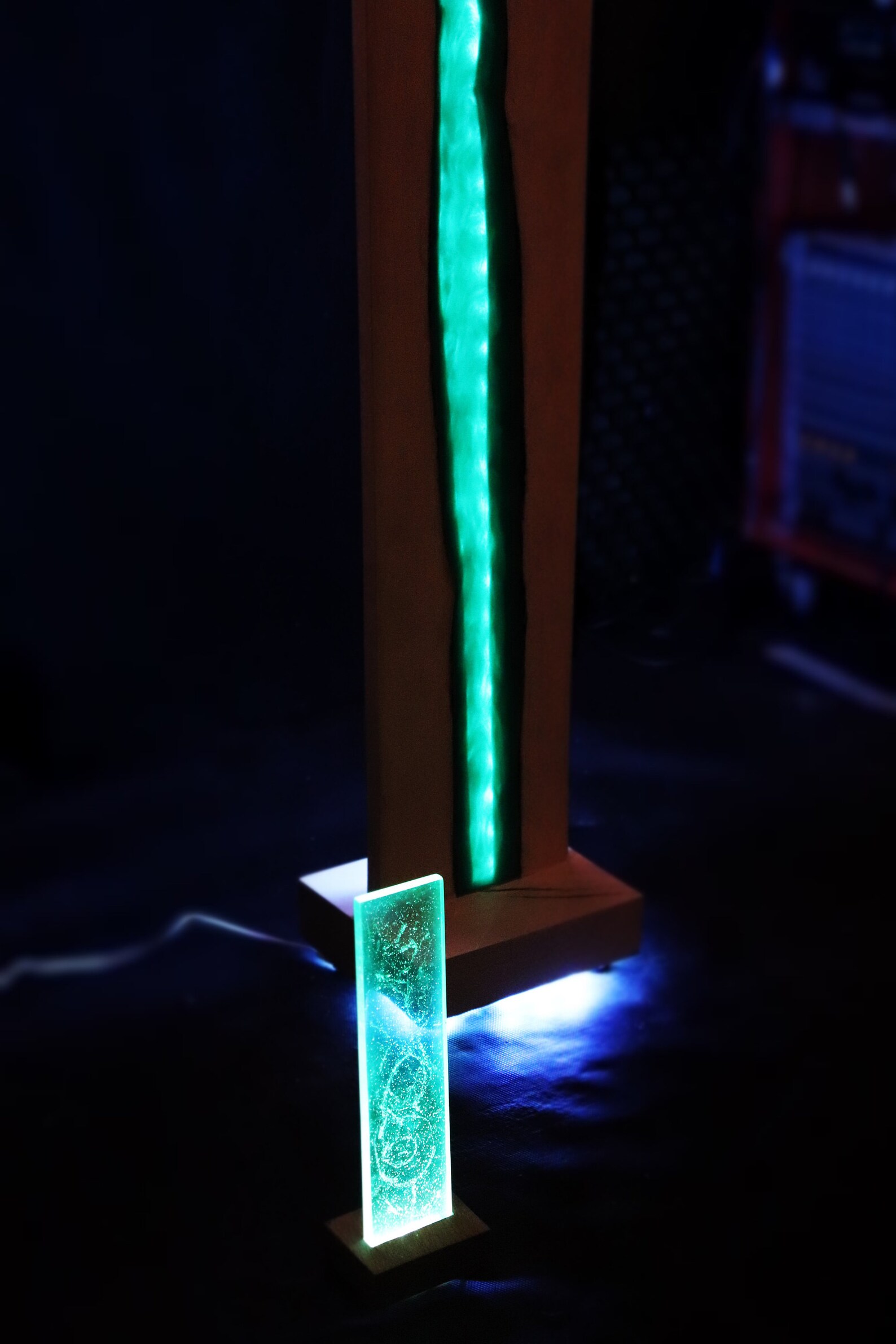 River Lamp (large) Floor Standing, Green *river*, Alder Bookended ...