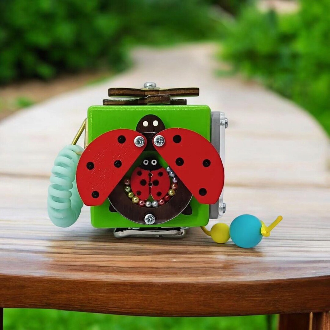 Ladybug Busy Cube, Wooden Activity Travel Toy, Fine Motor Skills - Etsy