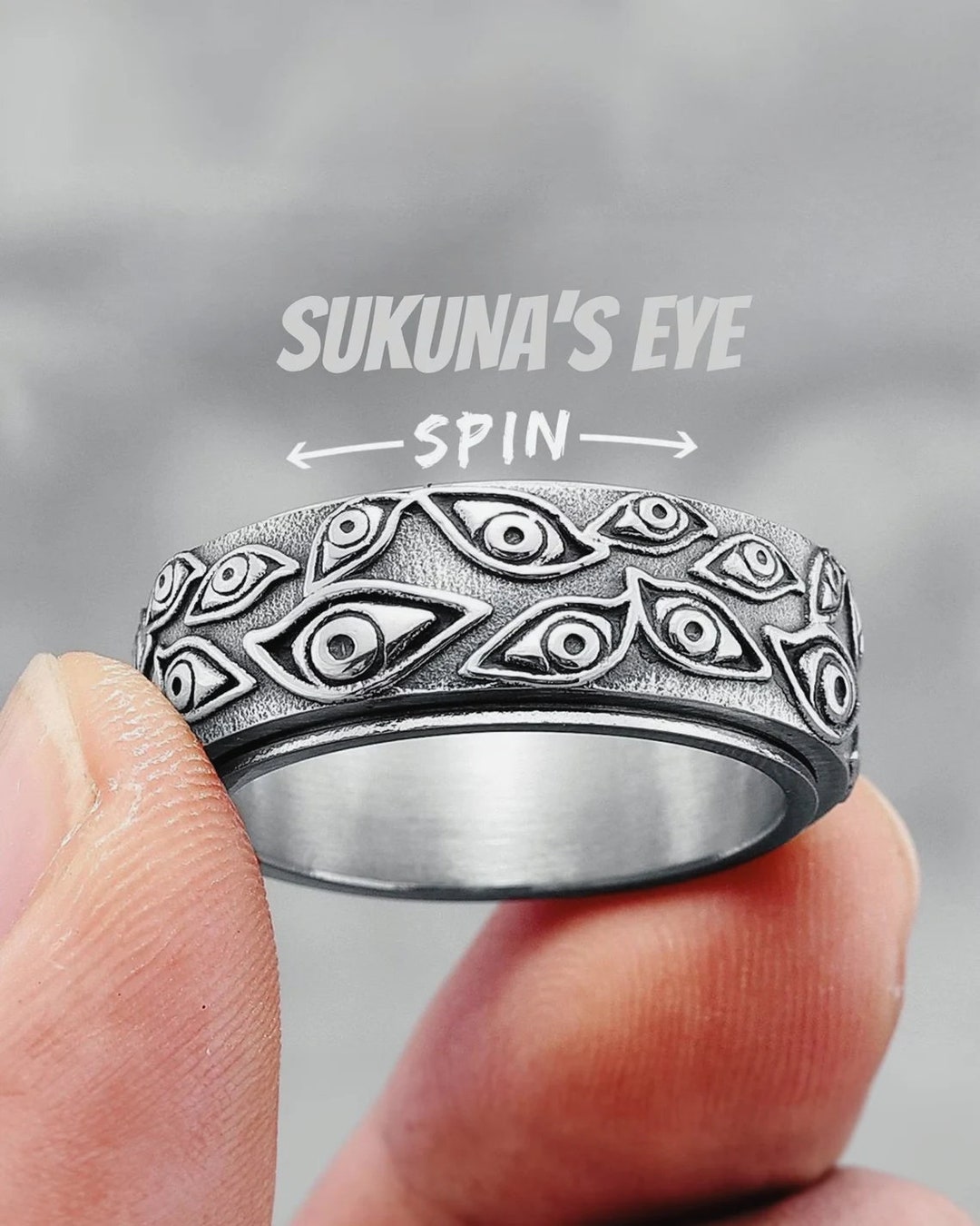 Jujutsu Kaisen Sukuna Spinner Ring Gold Fidget Ring for Anxiety Relief ...