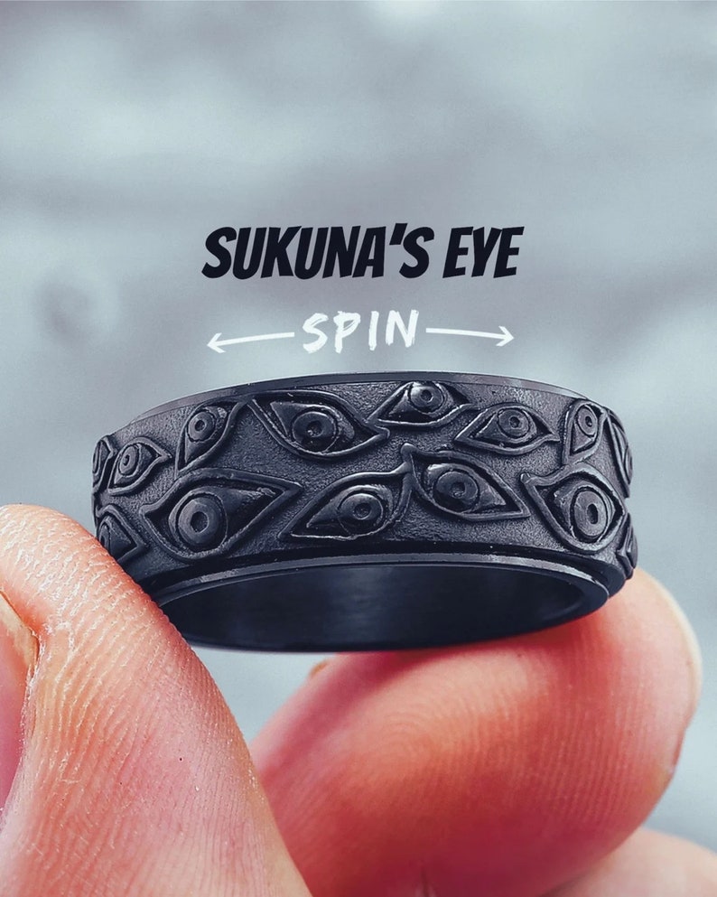 Jujutsu Kaisen Sukuna Spinner Ring Gold Fidget Ring for Anxiety Relief ...