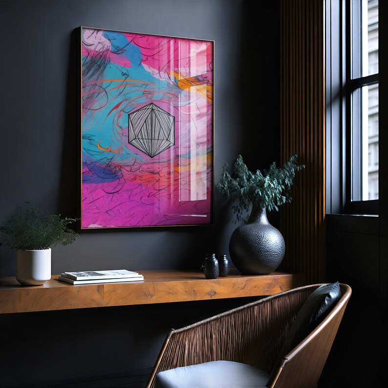 Dnd Dice Wall Art Printable Poster - Abstract Expressionism Dungeons ...