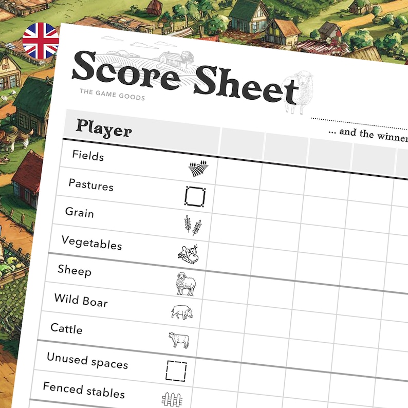 Agricola Score Sheet English Score Pad Agricola Printable Scoring Sheet ...