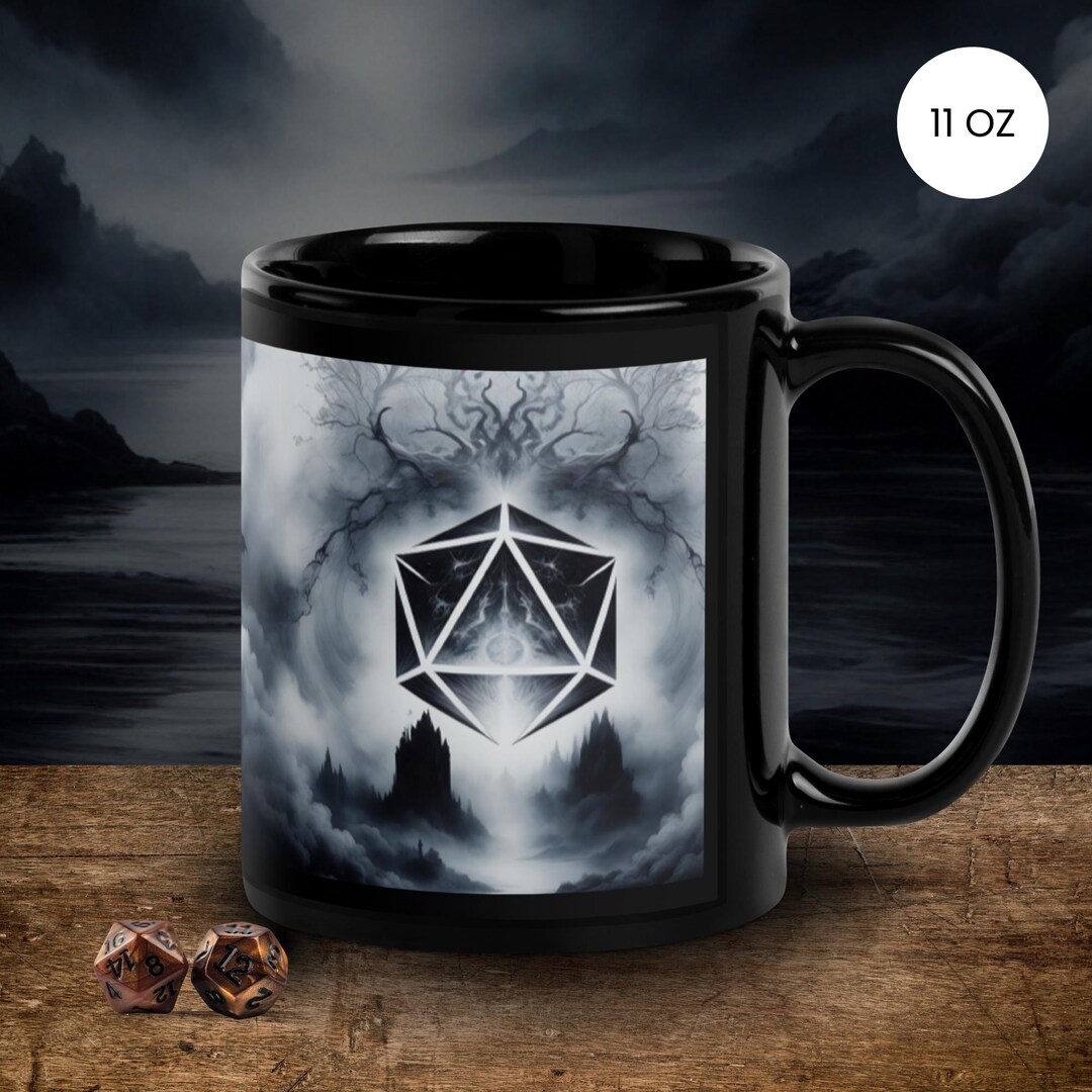 Dnd Dice Mug Black Mystical Design Coffee Cup Gift for Roleplay Fans ...
