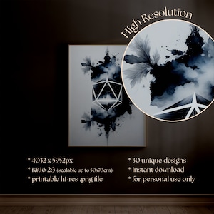 Printable Dnd Wall Art Set - 20-sided Dice in Mystical World | Dnd ...