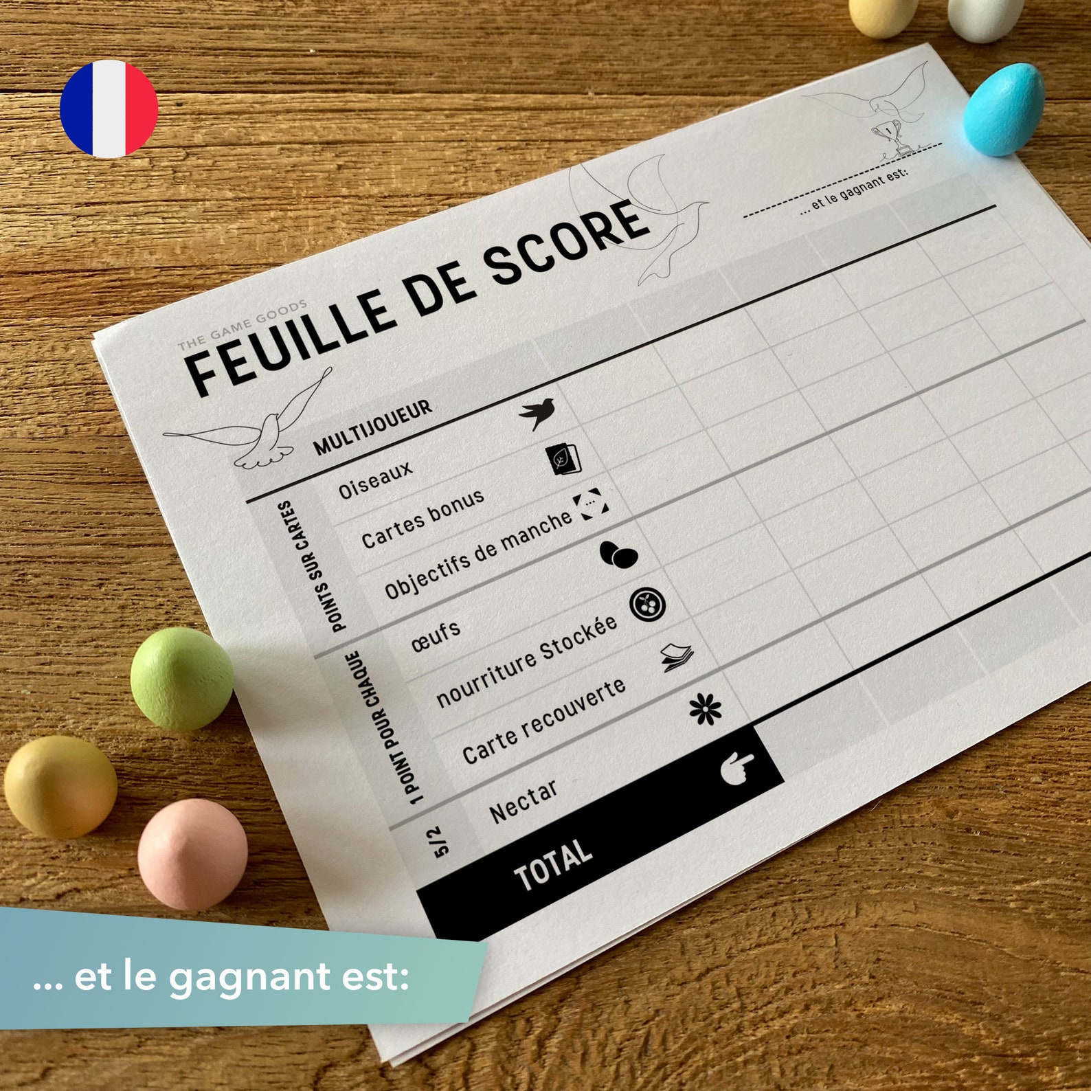 Printable Wingspan Score Sheet 5 Languages Included English, French ...