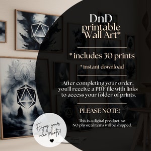 Printable Dnd Wall Art Set - 20-sided Dice in Mystical World | Dnd ...
