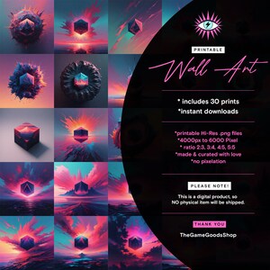 Dnd Wall Art Set D20 Dice Poster Dungeons and Dragons Gifts D&D Wall ...