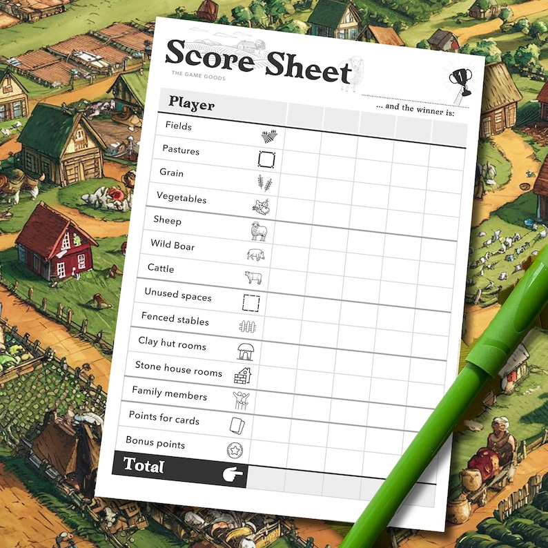 Agricola Score Sheet English Score Pad Agricola Printable Scoring Sheet ...