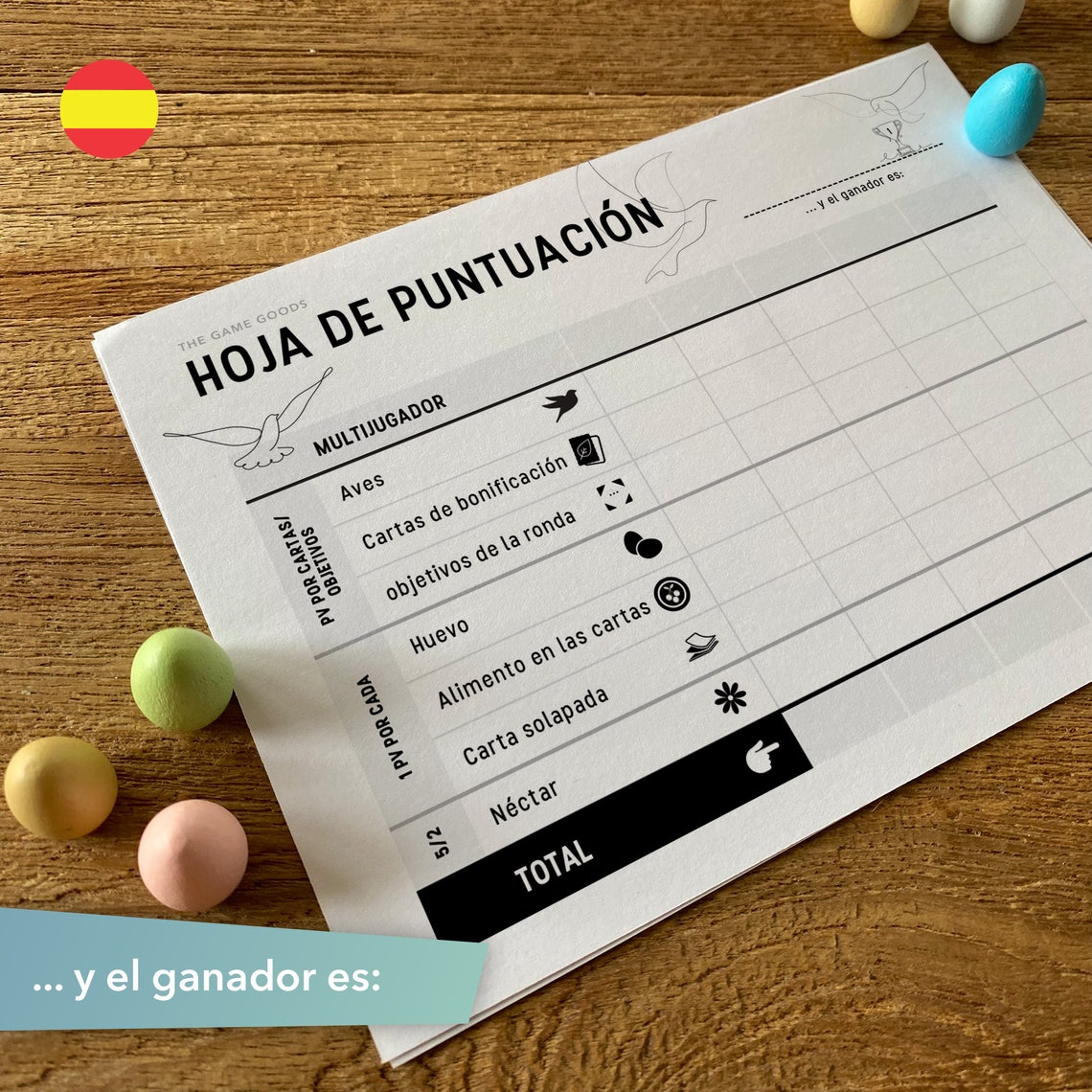 Printable Wingspan Score Sheet – 5 Languages Included! English, French ...