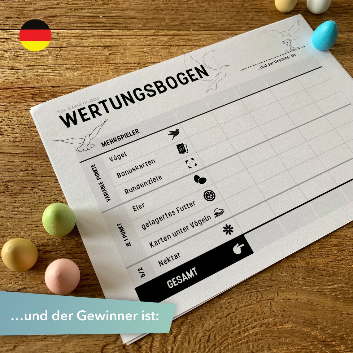 Printable Wingspan Score Sheet 5 Languages Included English, French ...