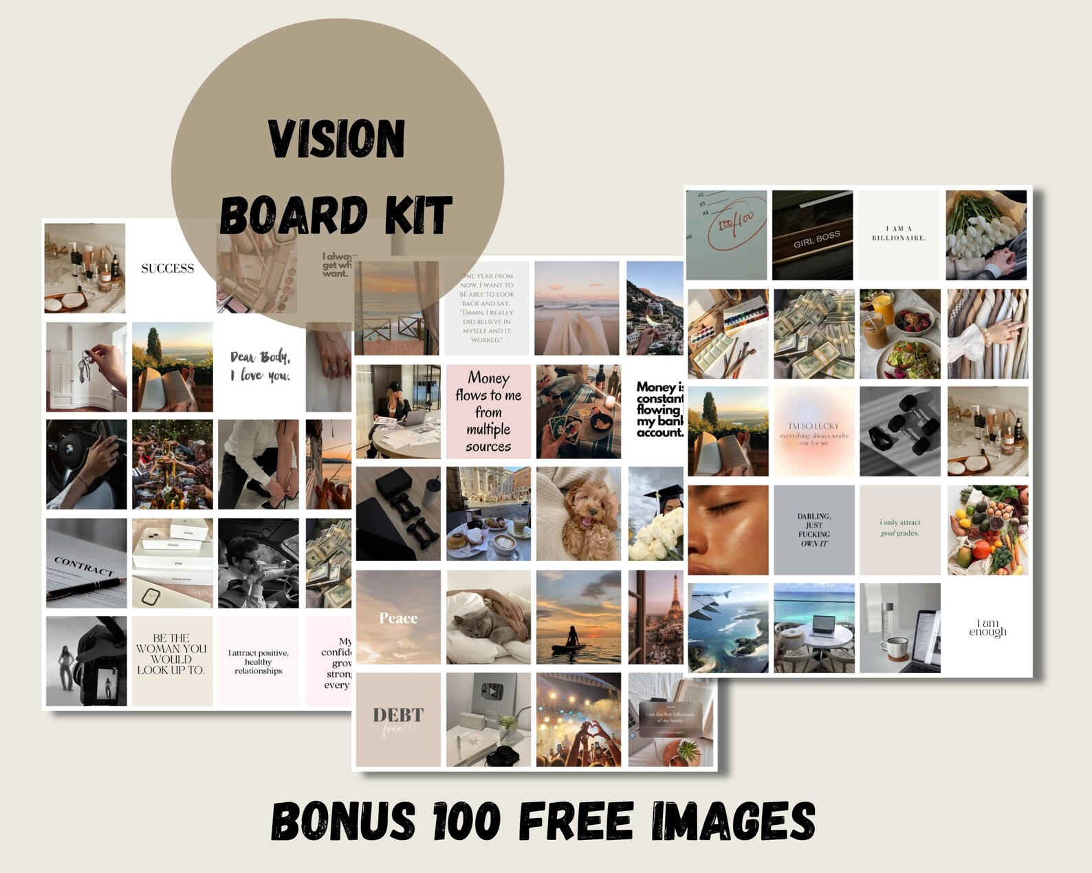 Vision Board, Editable Vision Board Template, Free Canva Template ...