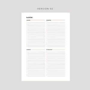 To Do Lists Set Printable & Digital Bundle Day Plan Minimalist Template ...