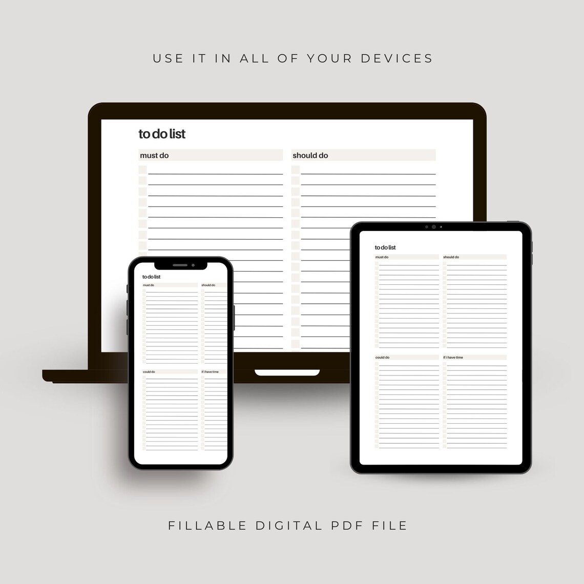 To Do Lists Set Printable & Digital Bundle Day Plan Minimalist Template ...