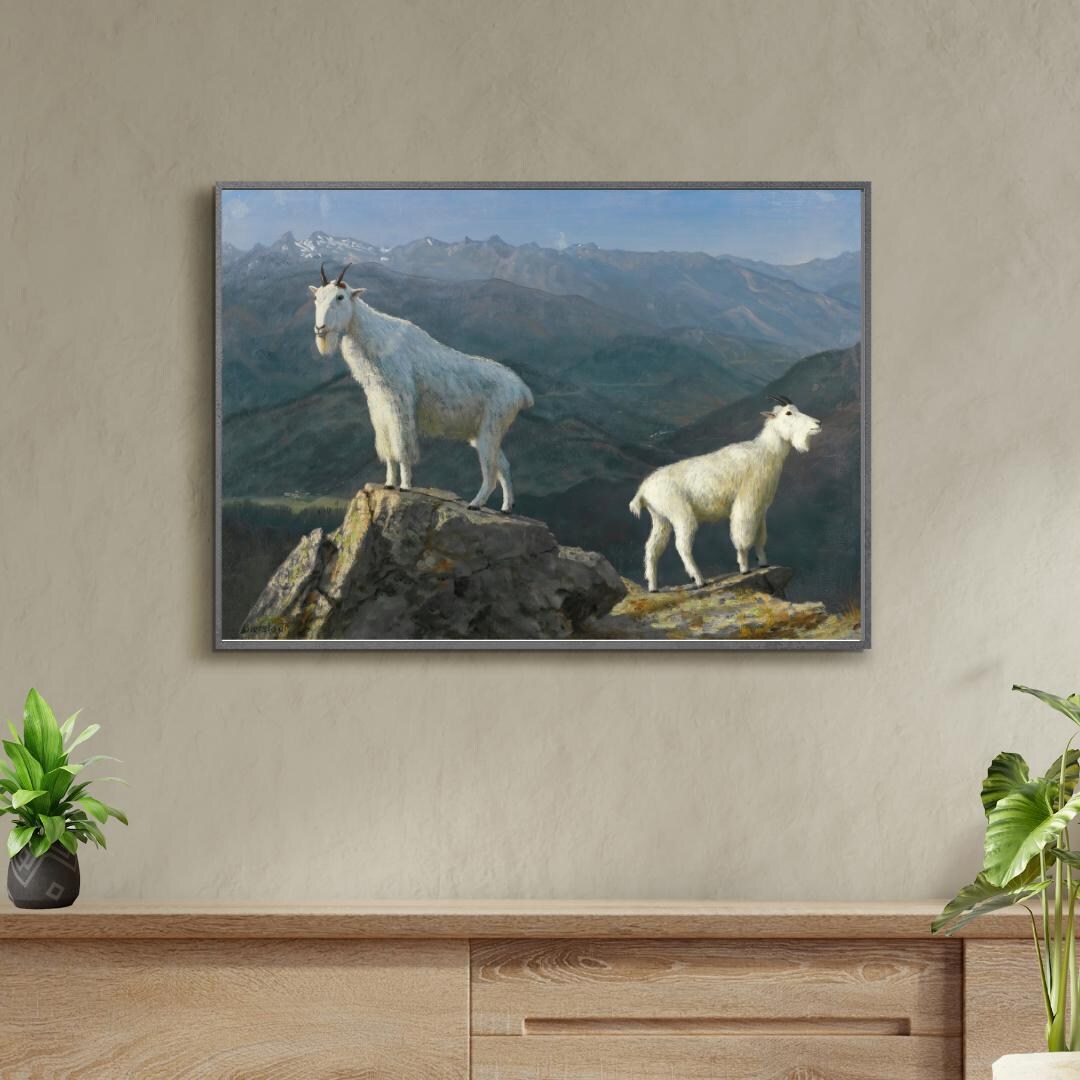 Scenic Mountain Goat Portrait: Nature Landscape Painting Rustic Goat ...