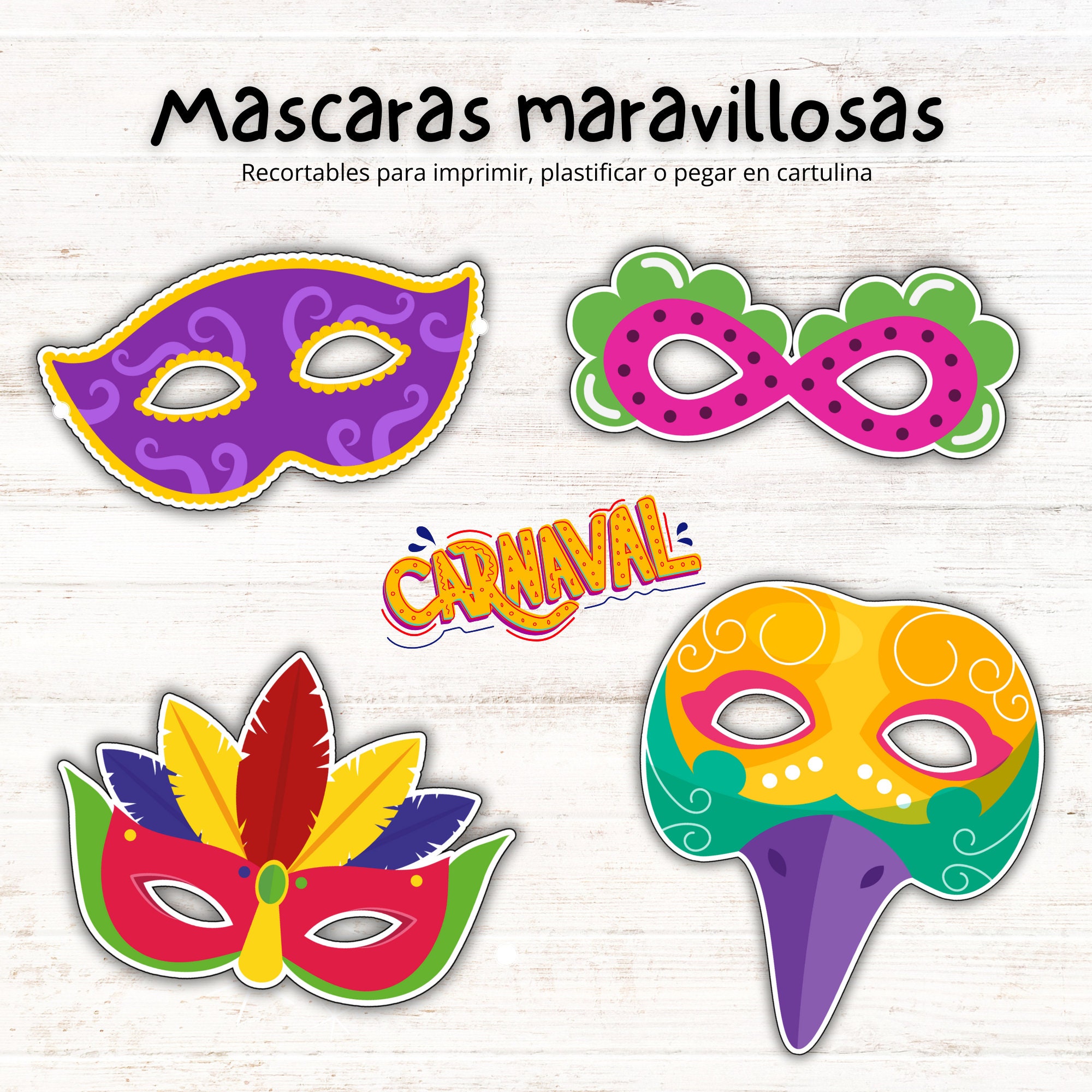 Printable Carnival Masks, Instant Download, Coloring Masks, Costume ...