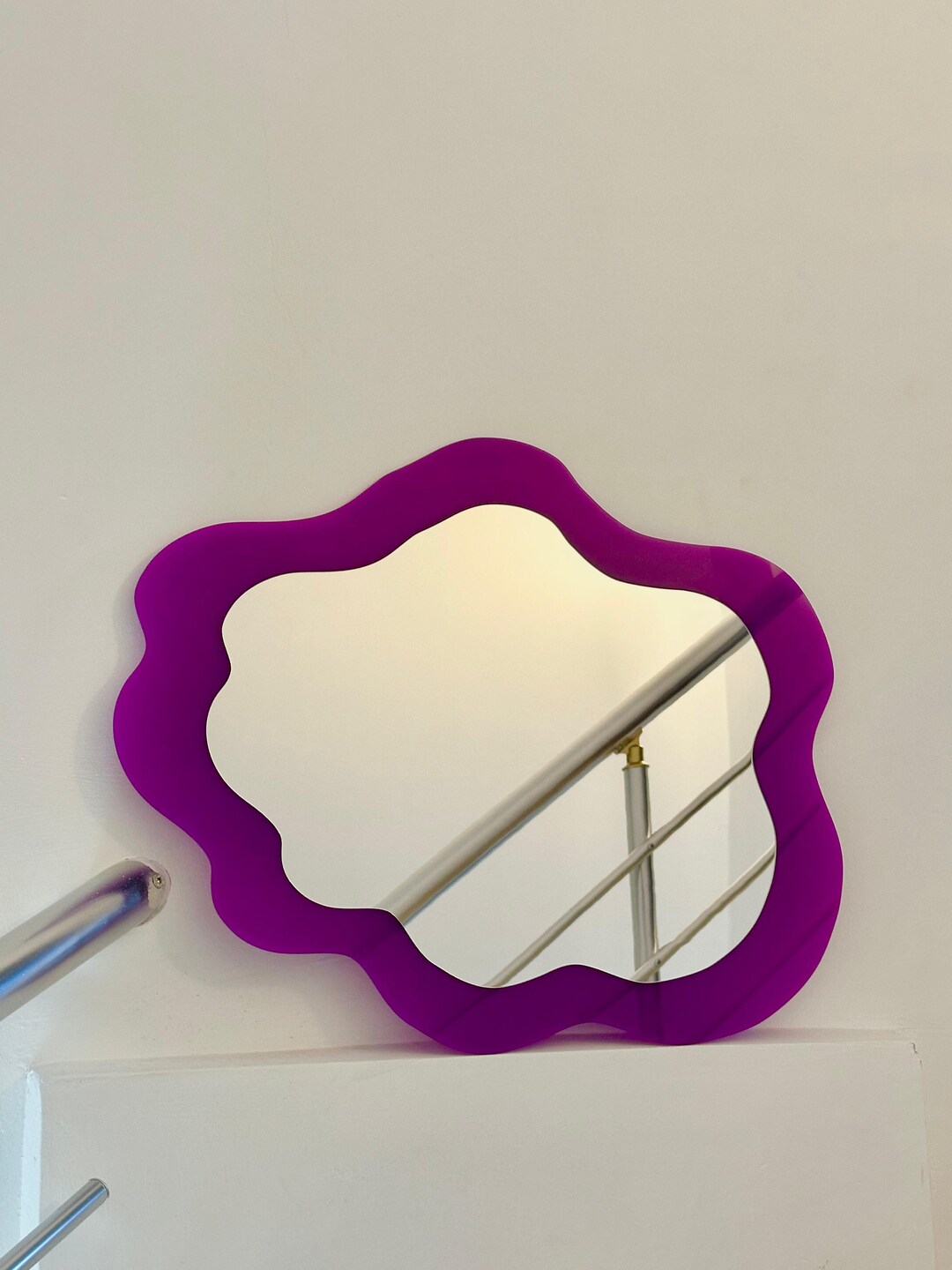 Wavy Mirror, Design Purple Acrylic Mirror, Mirror Wall Decor on ...