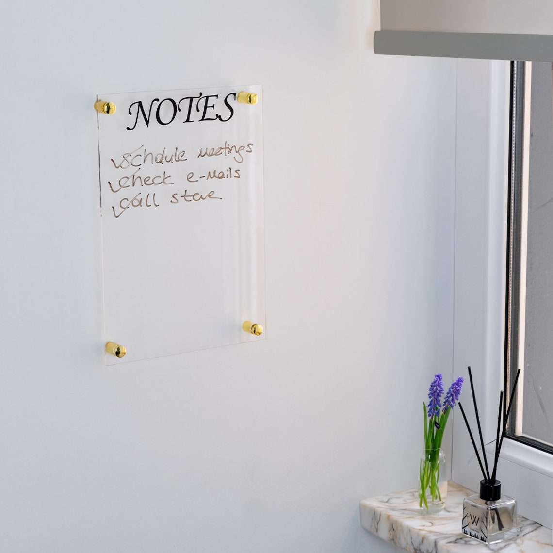 Note Board, Acrylic Dry Erase Note Board for Wall, Floating Message ...