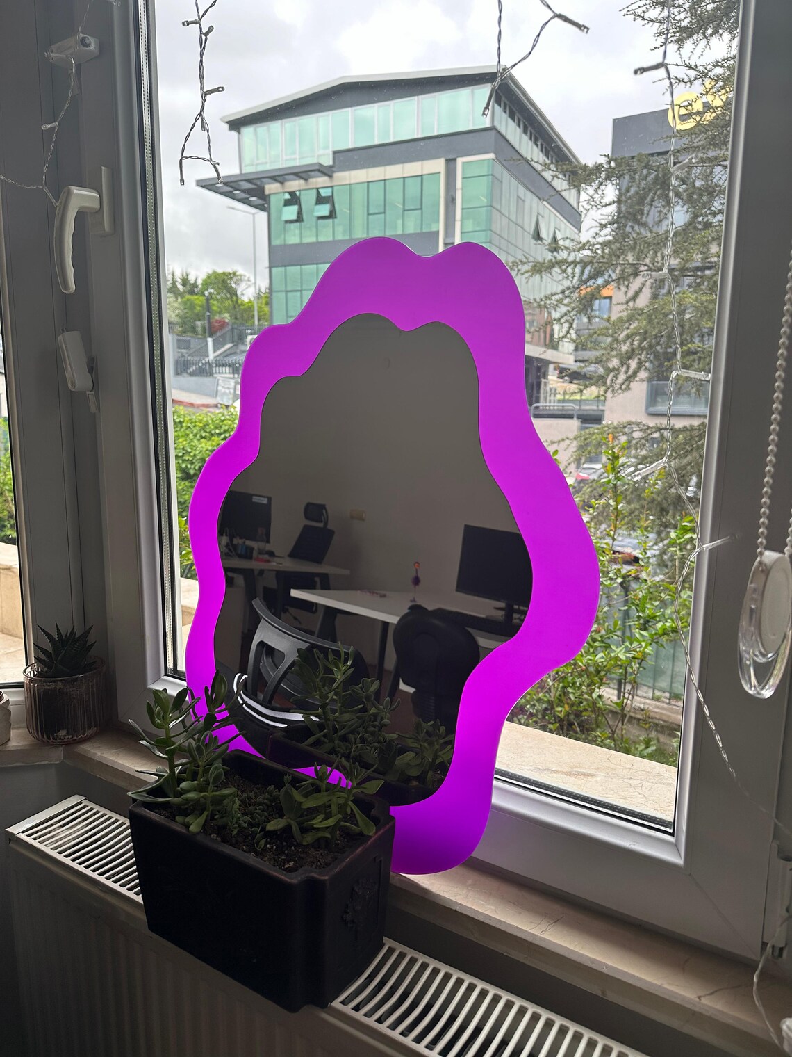 Wavy Mirror, Design Purple Acrylic Mirror, Mirror Wall Decor on ...
