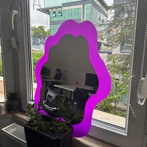 Wavy Mirror, Design Purple Acrylic Mirror, Mirror Wall Decor on ...