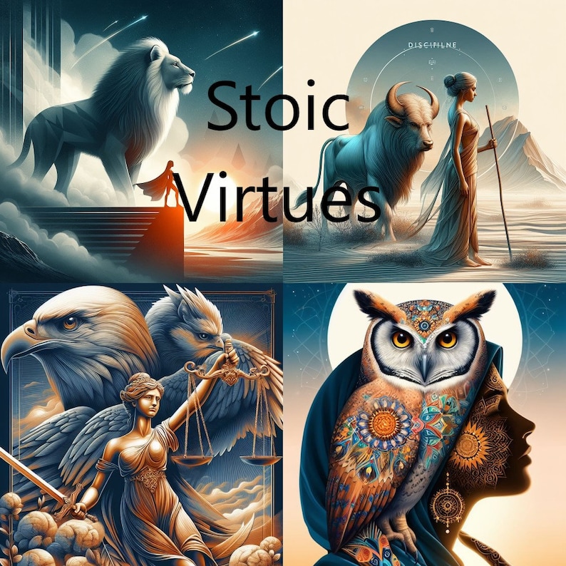 The Four Stoic Virtues. Courage, Temperance, Justice, and Wisdom. AI Digital Art Download - Etsy