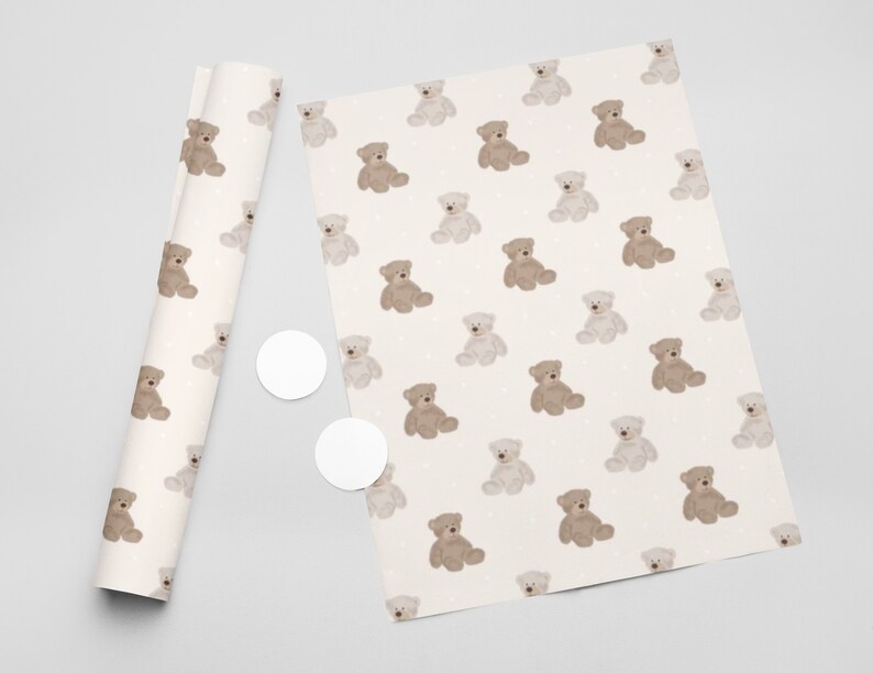 Vintage Teddy Bear Christmas Gift Wrap Papers, Coquette Wrap Paper, for ...