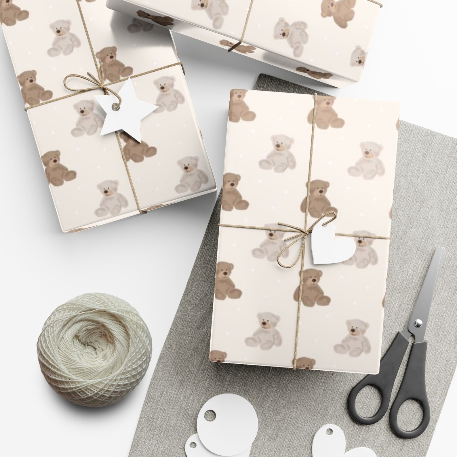 Vintage Teddy Bear Christmas Gift Wrap Papers, Coquette Wrap Paper, for ...