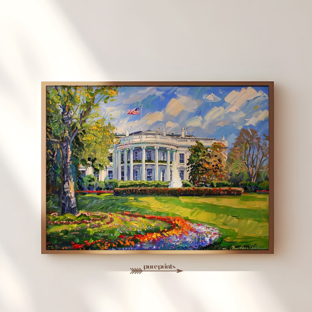 The White House Print I Vintage Wall Art Washington, President, America ...