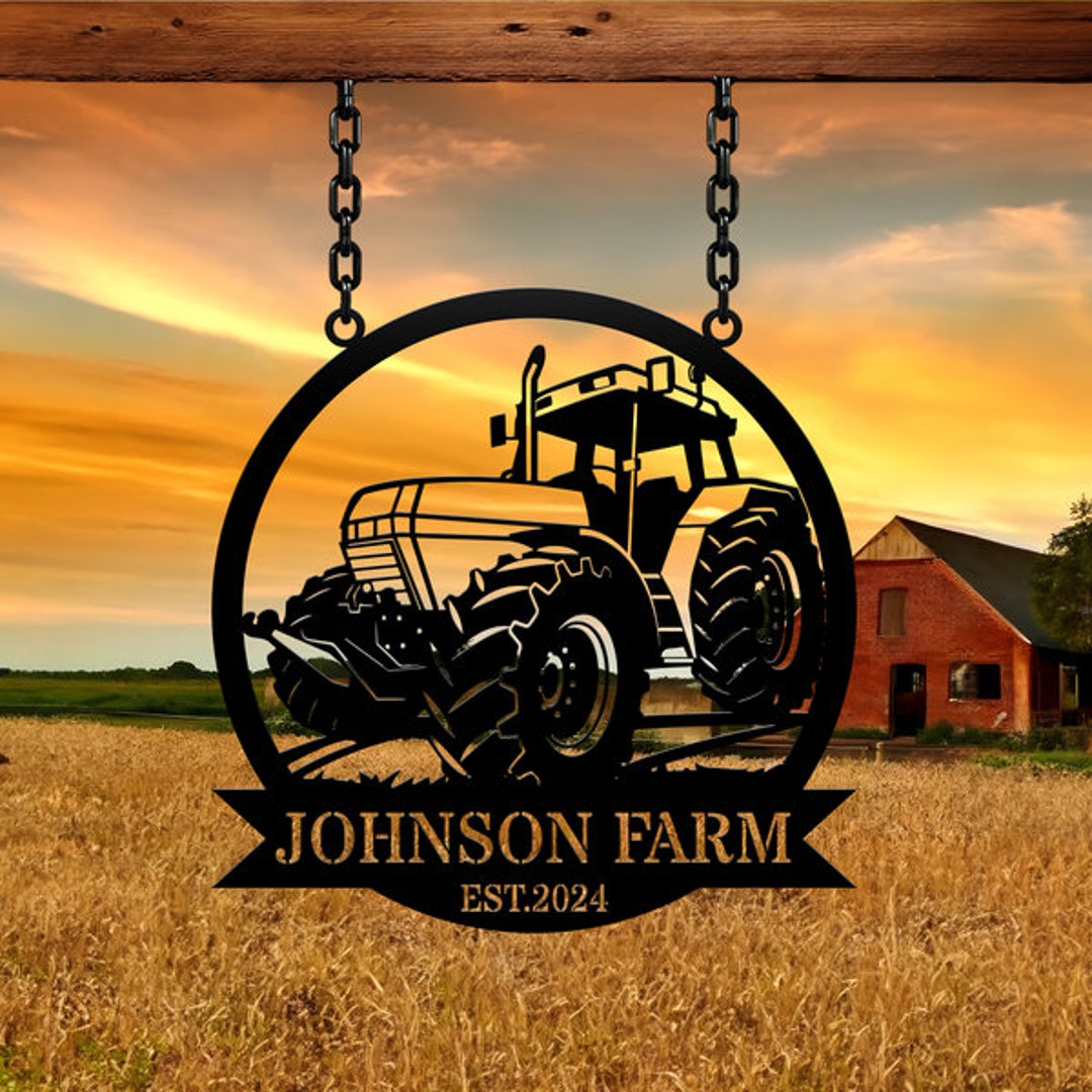 Custom Metal Tractor Sign Monogram, Metal Farm Name Sign, Personalized ...