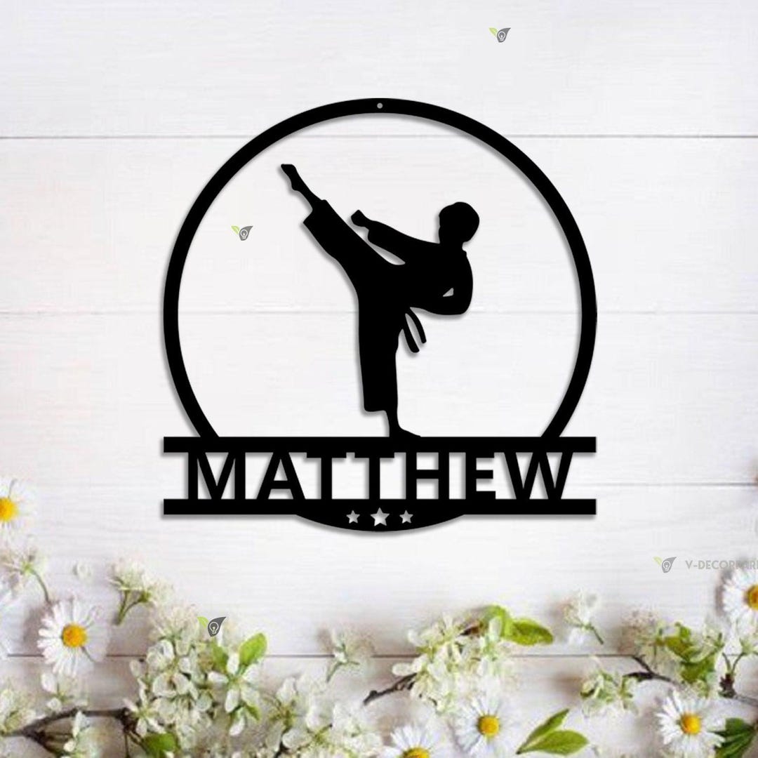 Custom Boy Karate Metal Wall Art With LED Light, Kid Karate Sign ...