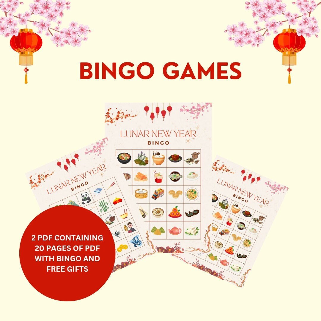 Chinese New Year Bingo, 20 Chinese New Year Bingo Cards, Chinese New ...