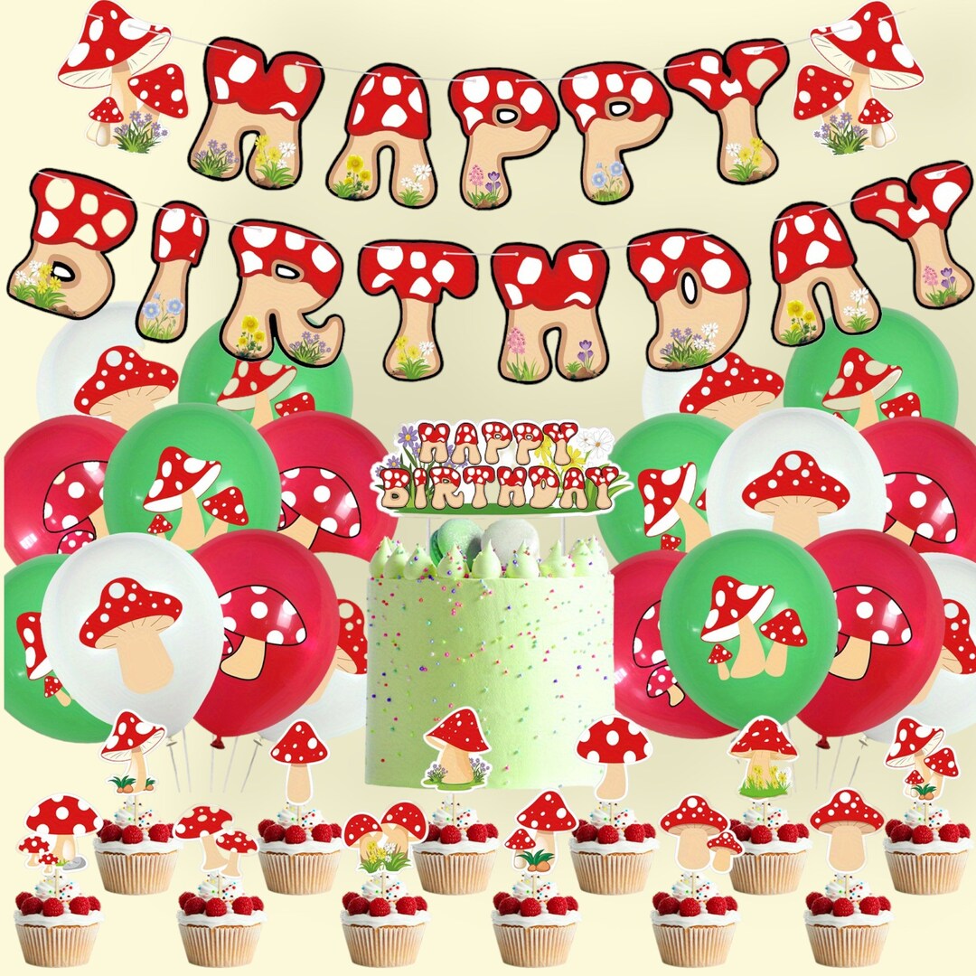 46 PCS Mushroom Birthday Decorations Mushroom Sets Party Birthday Party ...