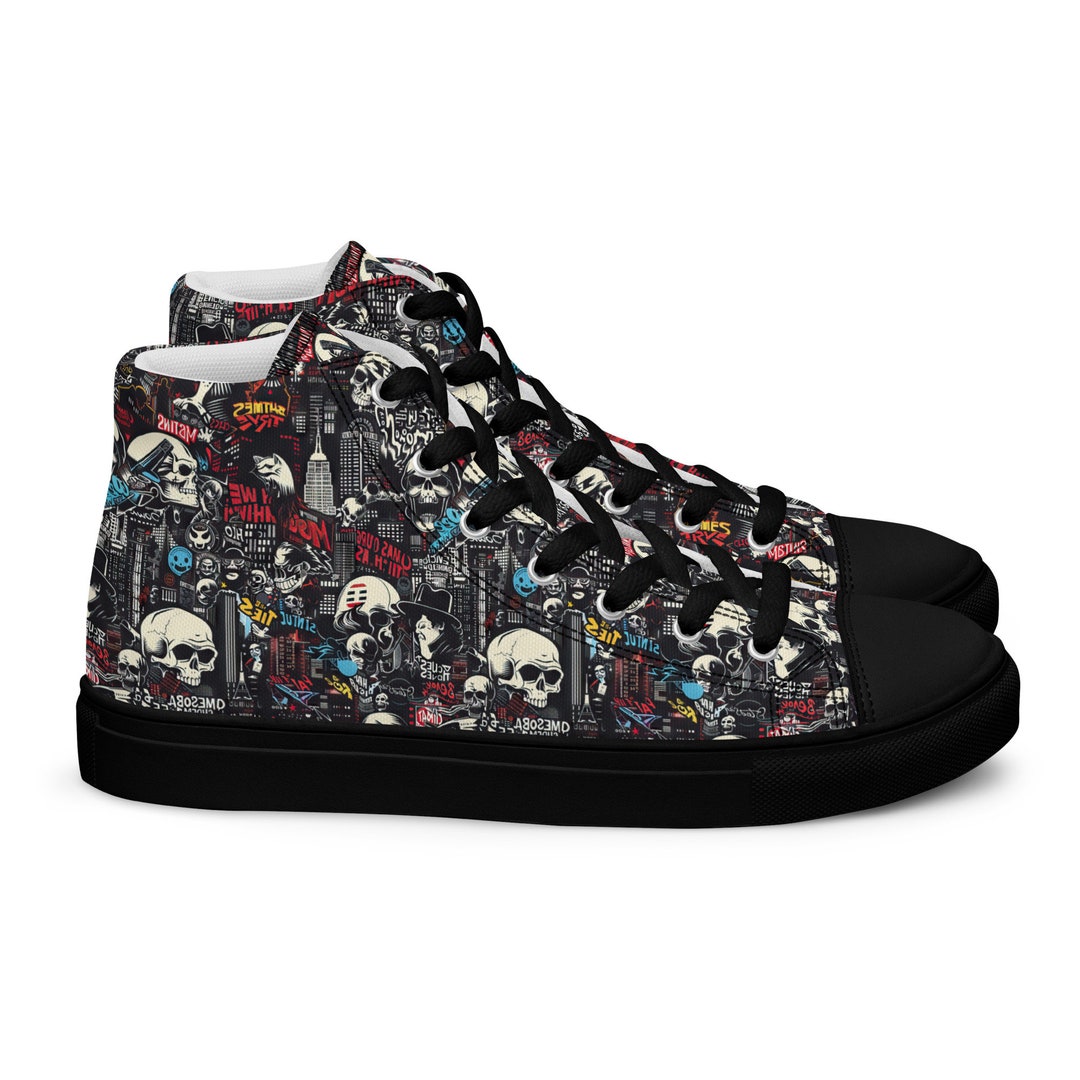 Skull Pattern Skater Surfer Punk Rock Death Metal Night Club Apparel ...