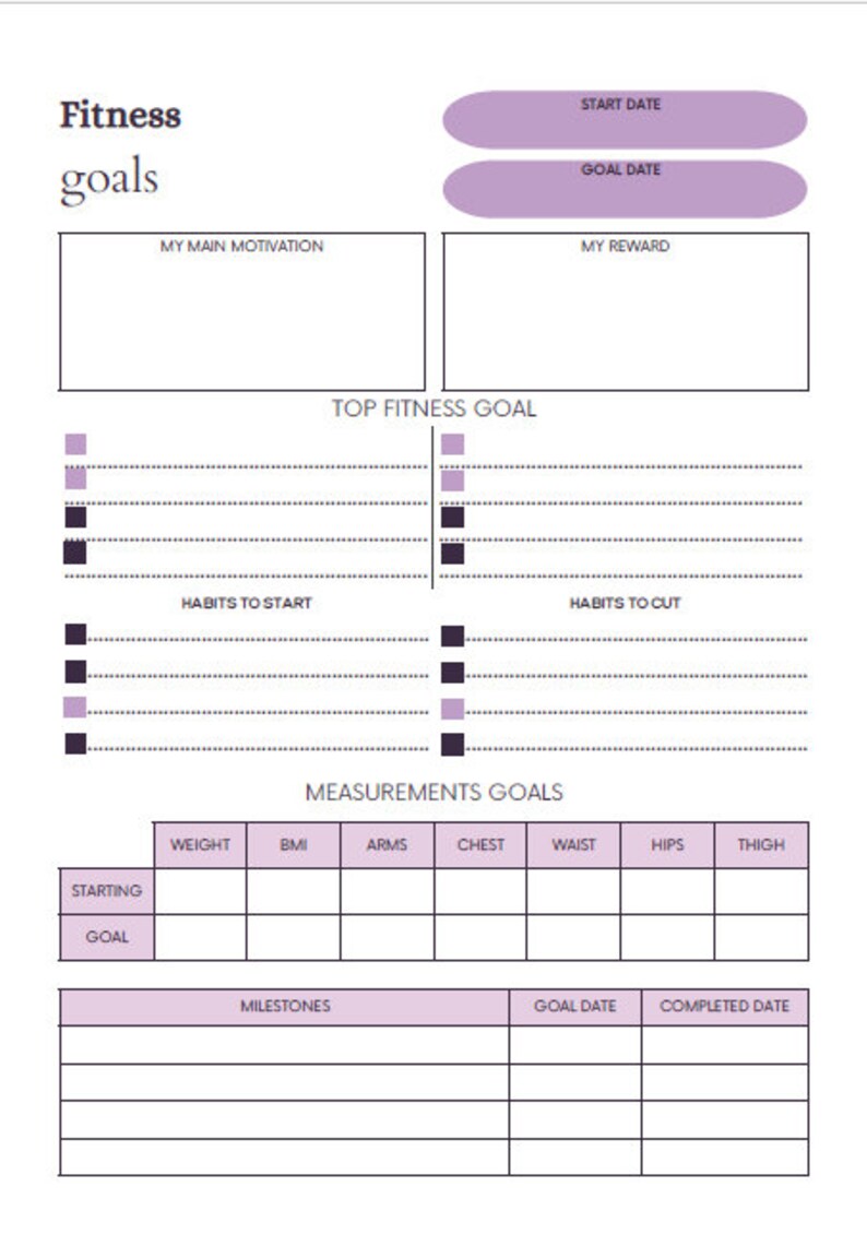 Fitness & Workout Planner, Printable Fitness Planner Digital Workout ...