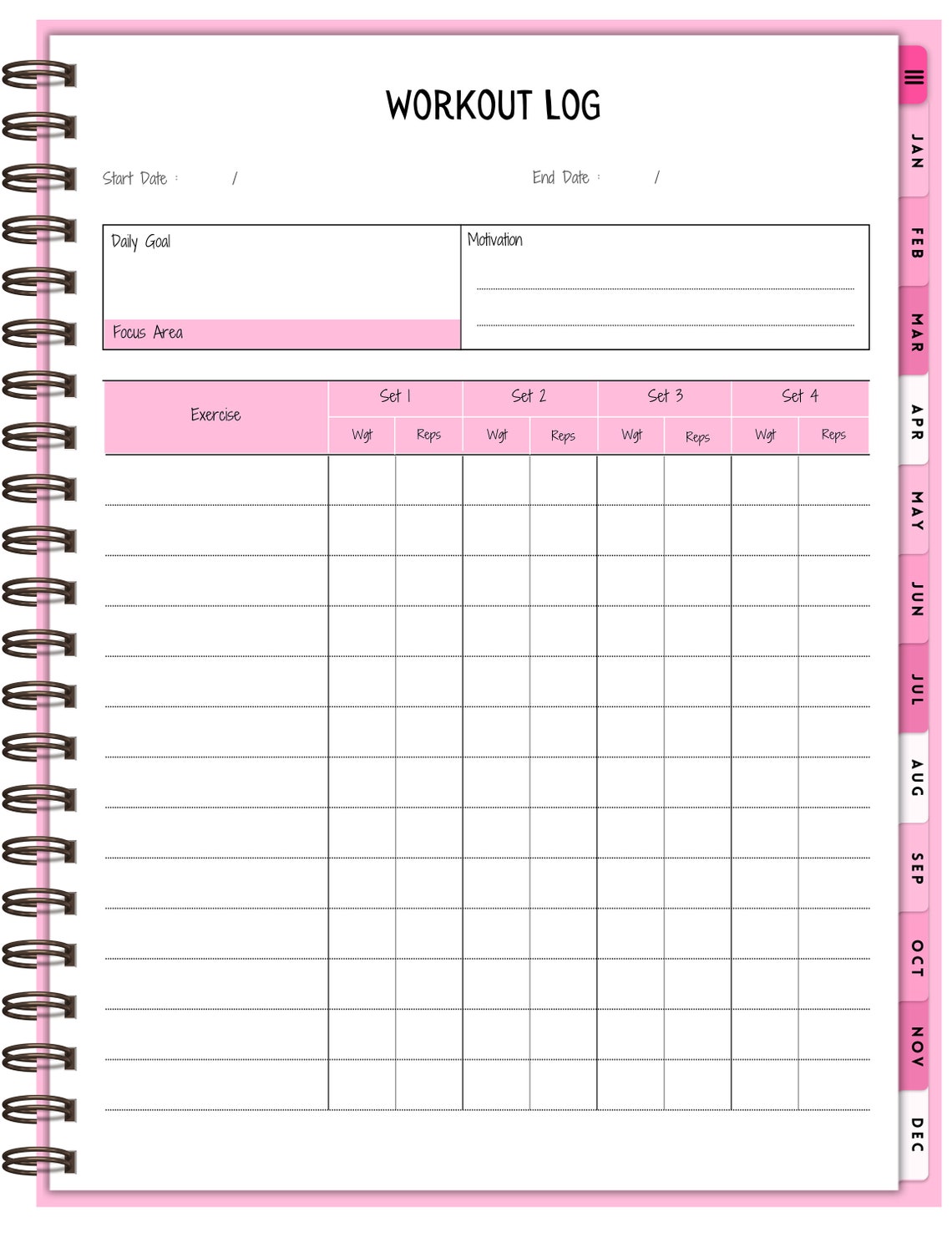 2024 Fitness Digital Hyperlink Planner, Fitness Planner, Weight Loss Tracker, Workout Planner ...