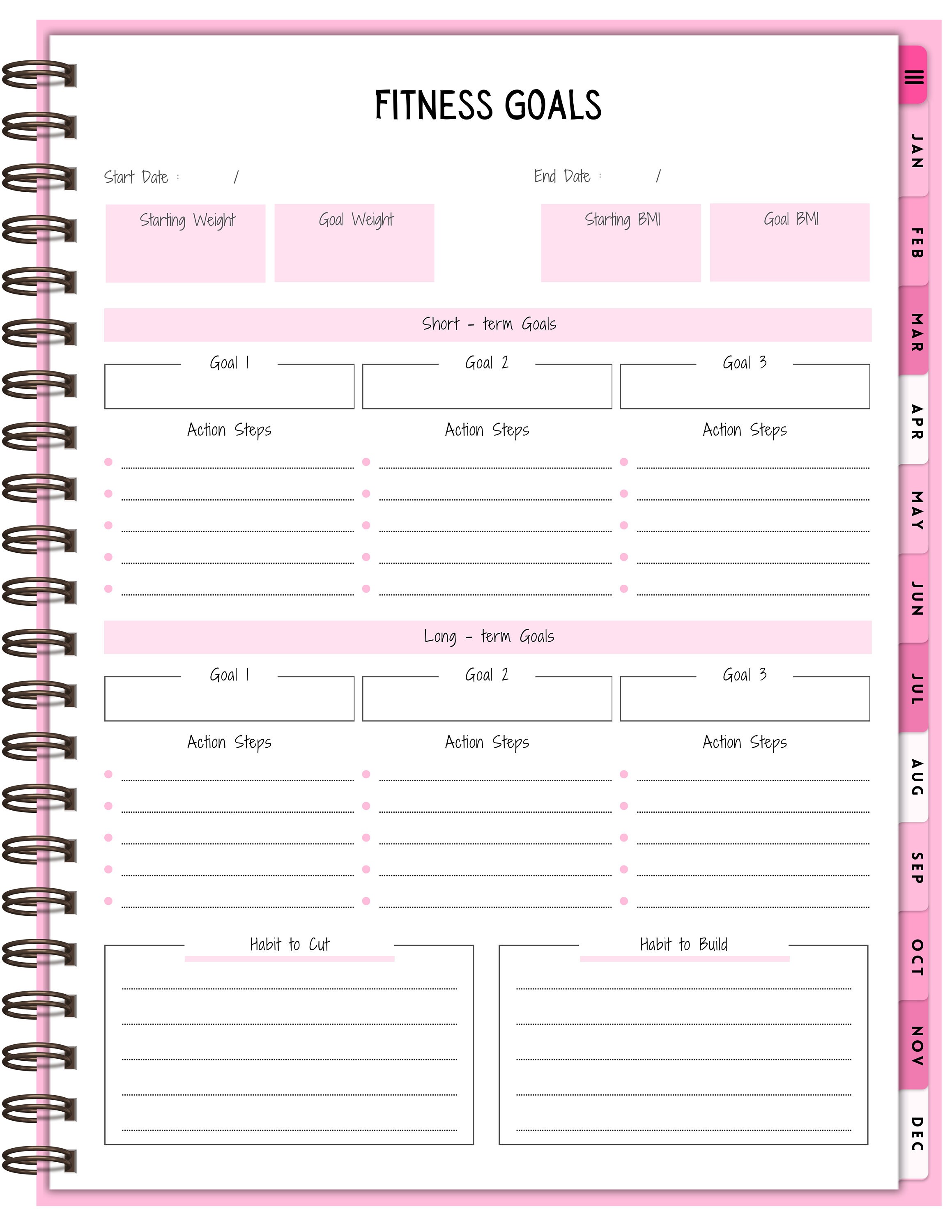 2024 Fitness Digital Hyperlink Planner, Fitness Planner, Weight Loss ...