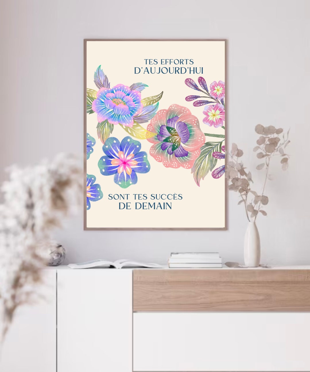 Positive Affirmation Flower Poster/retro Quote Poster/vintage Wall ...