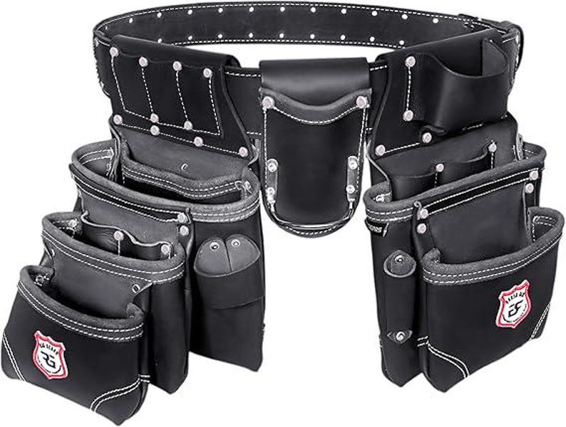 Leather Tool Belt With Detachable Padded Suspender Adjustable Full ...