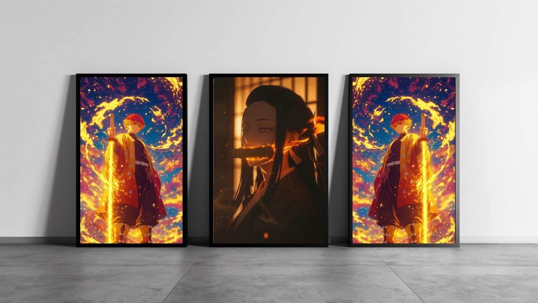 Printable Poster SET 2 Posters Nezuko and Zenitsu Kimetsu No Yaiba Wall ...