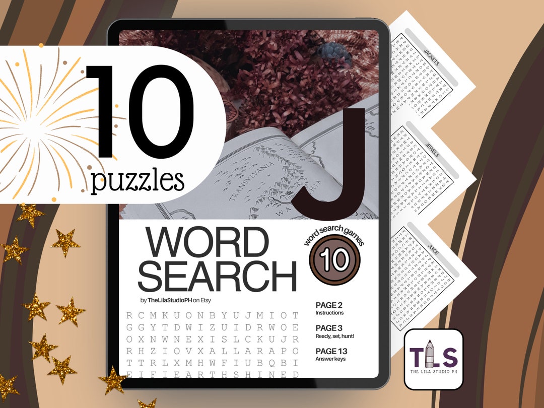 J Word Search Family Game Activity Book Fun Themed Word Search for ...