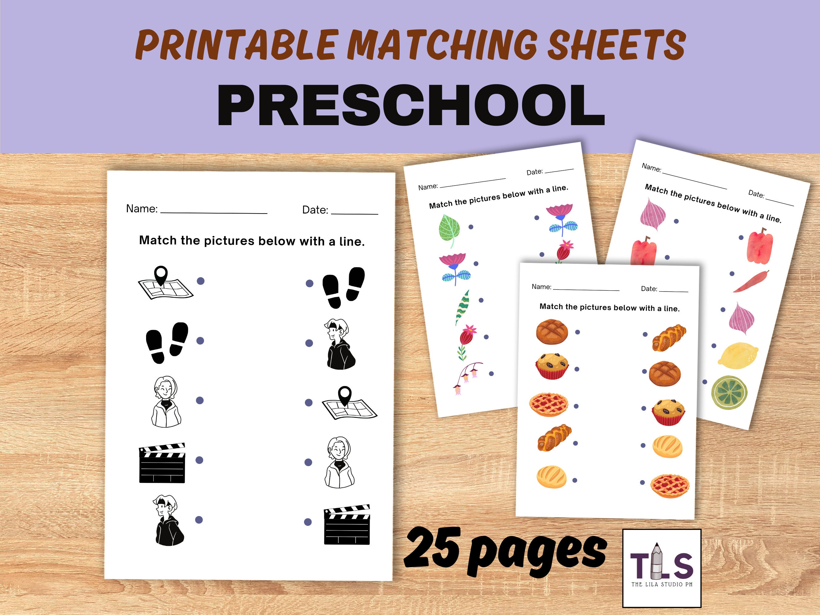 Printable Matching Sheets for Kindergarten Preschool Homeschool ...