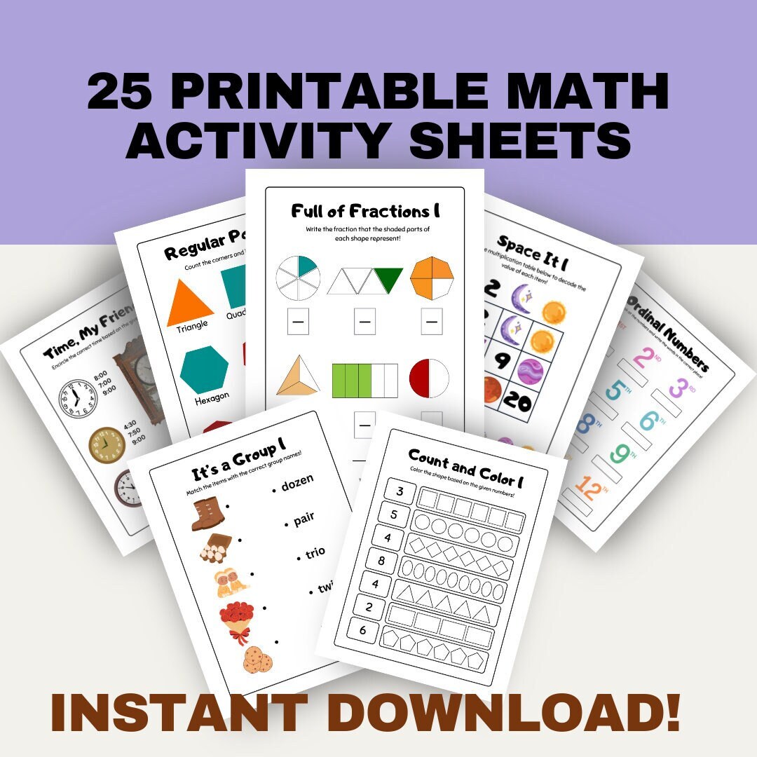 Math Worksheets Printable Activity Book Kindergarten Math Workbook ...