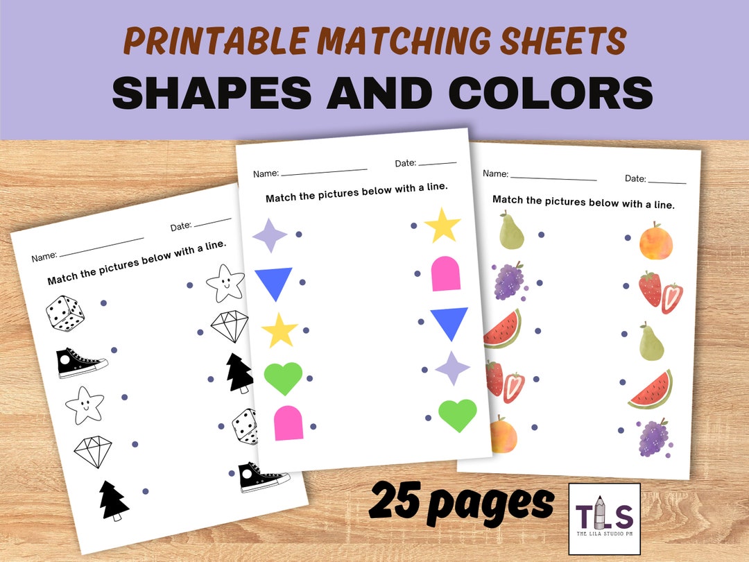 Printable Shapes Matching Sheets for Kindergarten Preschool Homeschool ...