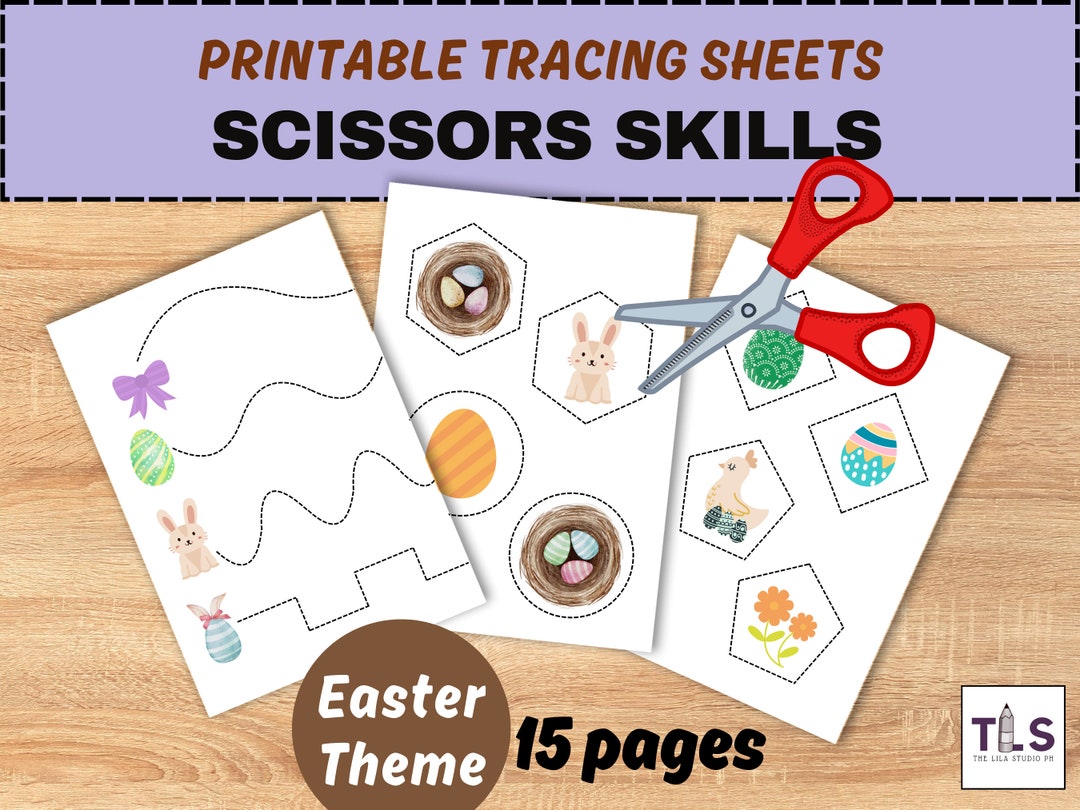 Easter Printable Scissors Skills Practice Tracing Worksheet for ...
